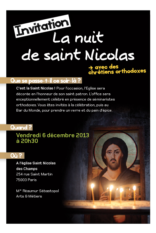 Paris : Invitation - La nuit de St Nicolas avec des chrétiens ...